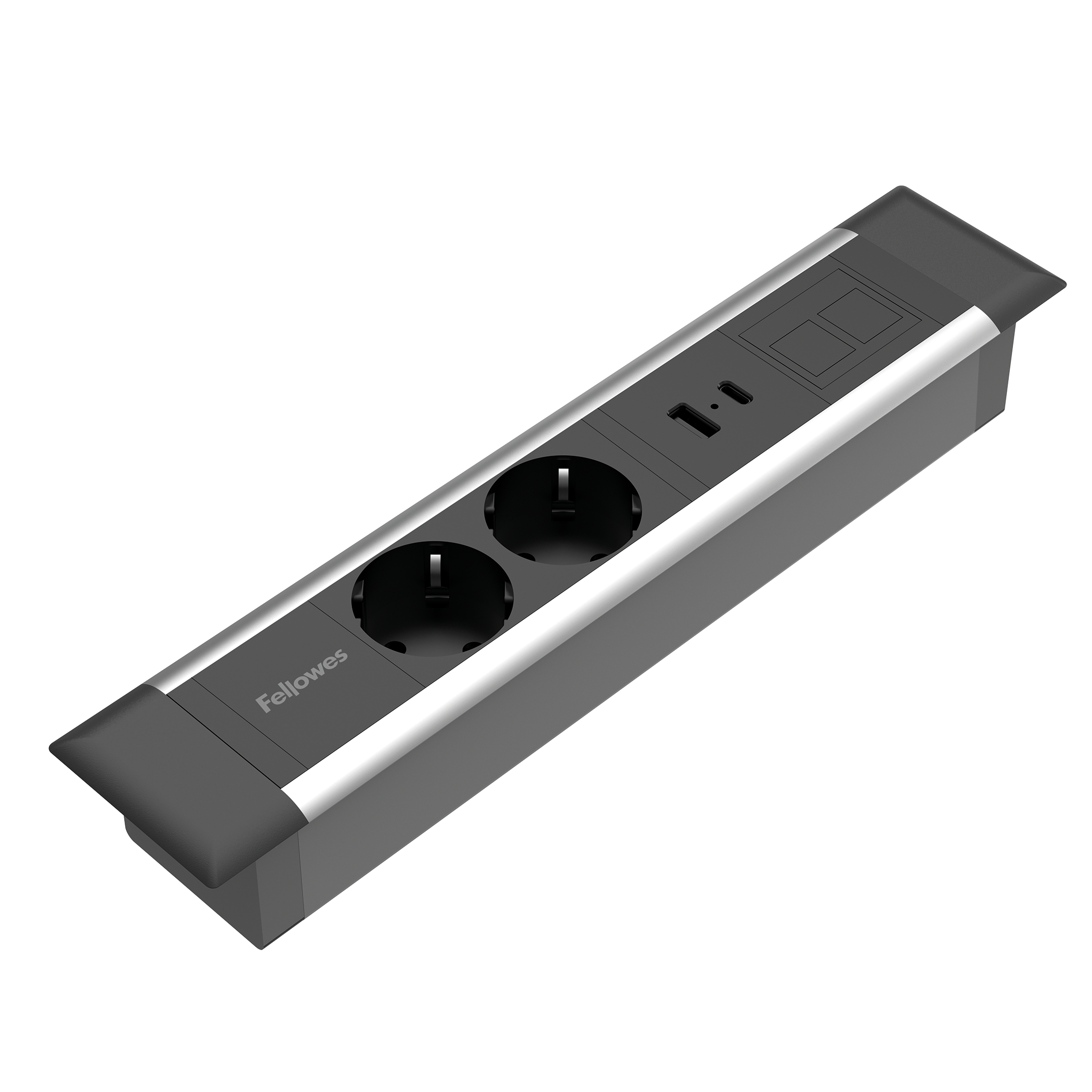 Power Desk Insert – 2x 230V + 2x USB-A and 1x keystone – Filex | Fellowes