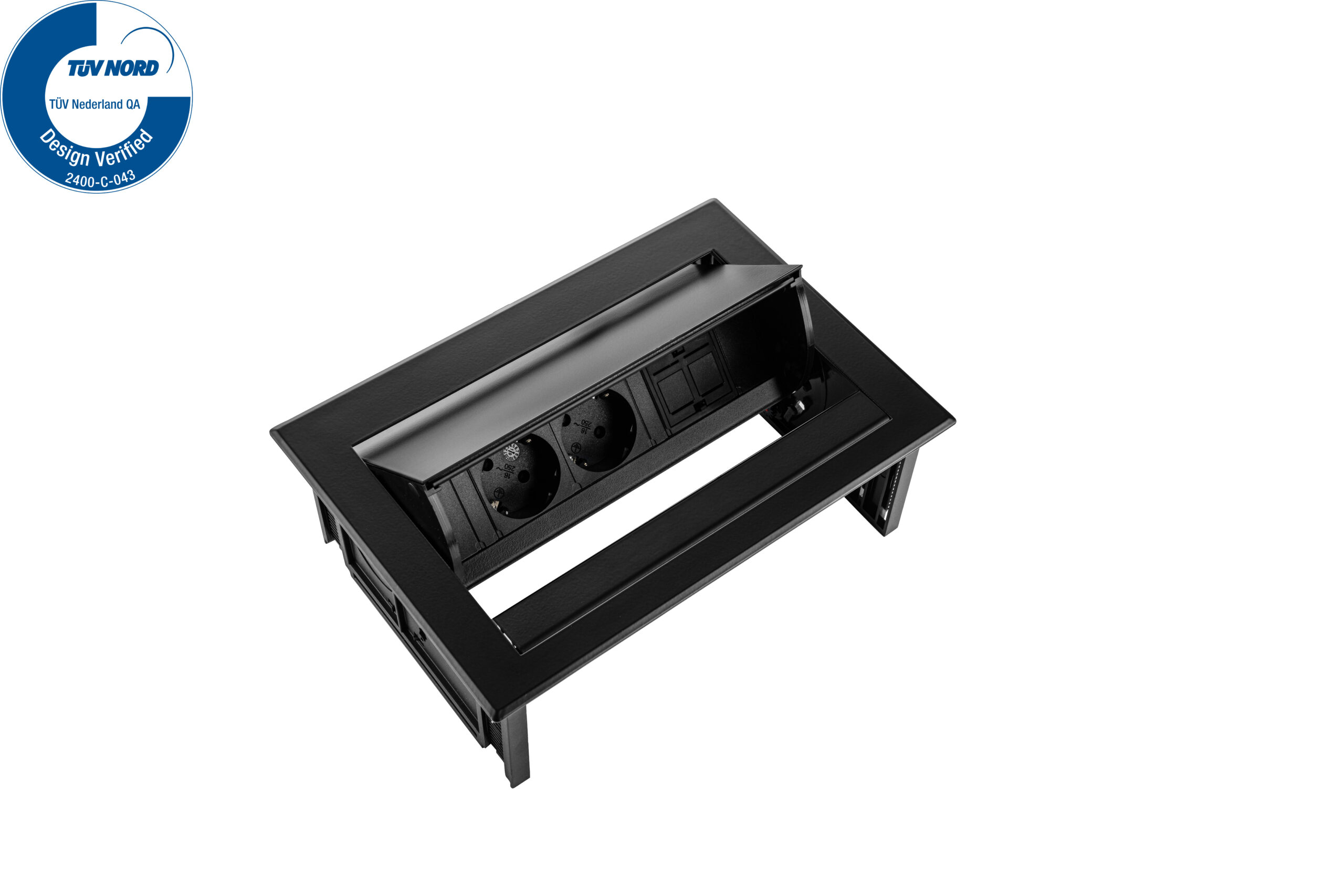 Power Desk In – 2x 230V + 1x Keystone – Filex