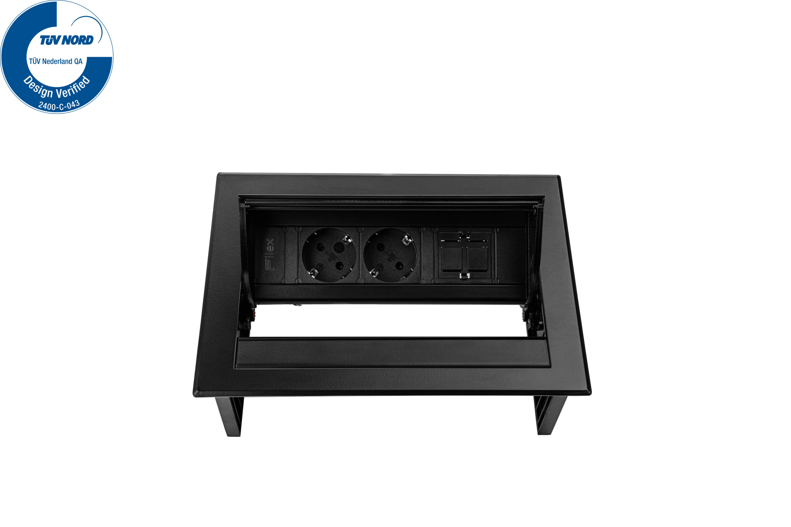 Power Desk In – 2x 230V + 1x Keystone – Filex