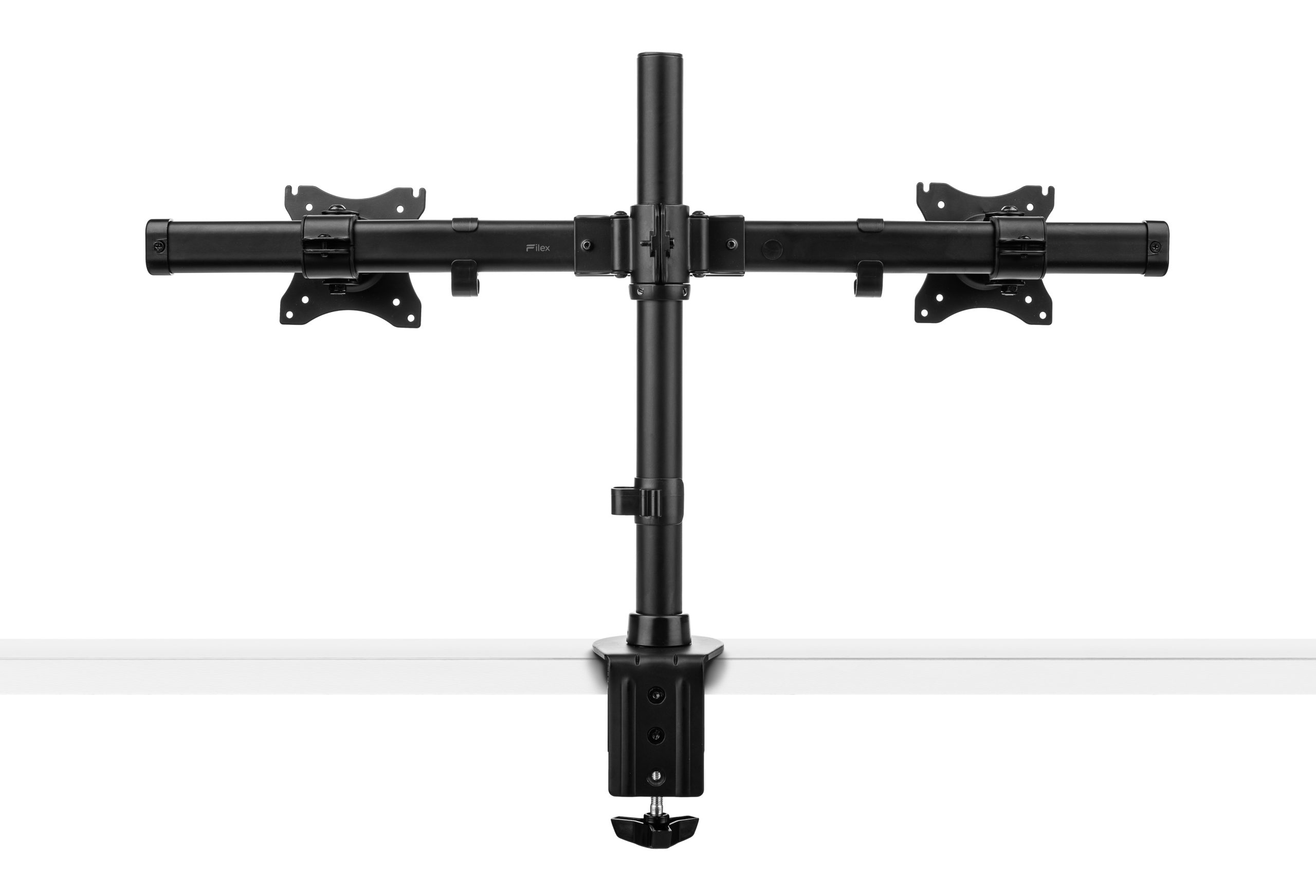 Focus Dual Monitor Arm with Crossbar – Black – Filex | Fellowes