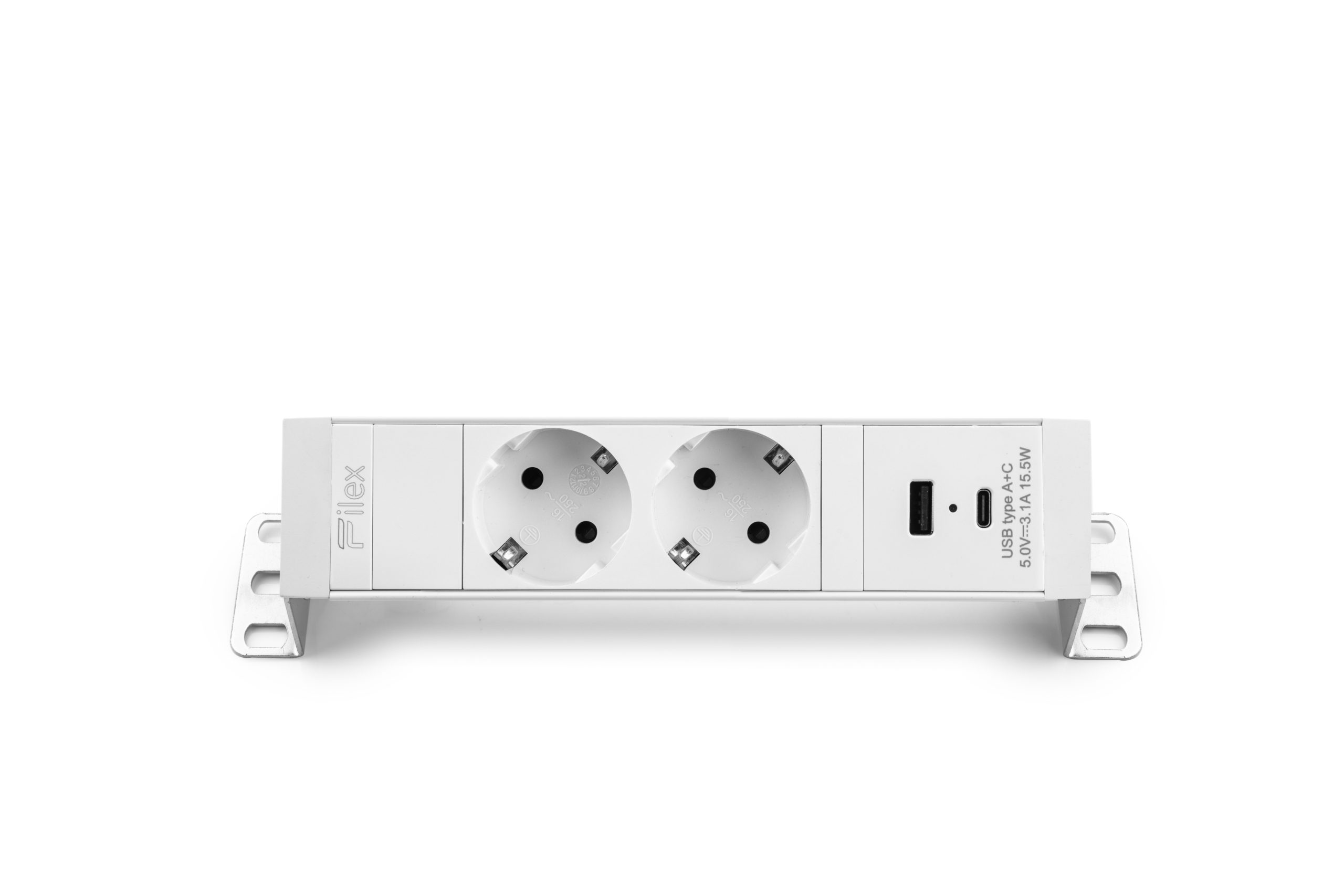 Power Desk Up® 1.0 – 2x 230V, 1x USB A+C Charger – White – Filex | Fellowes