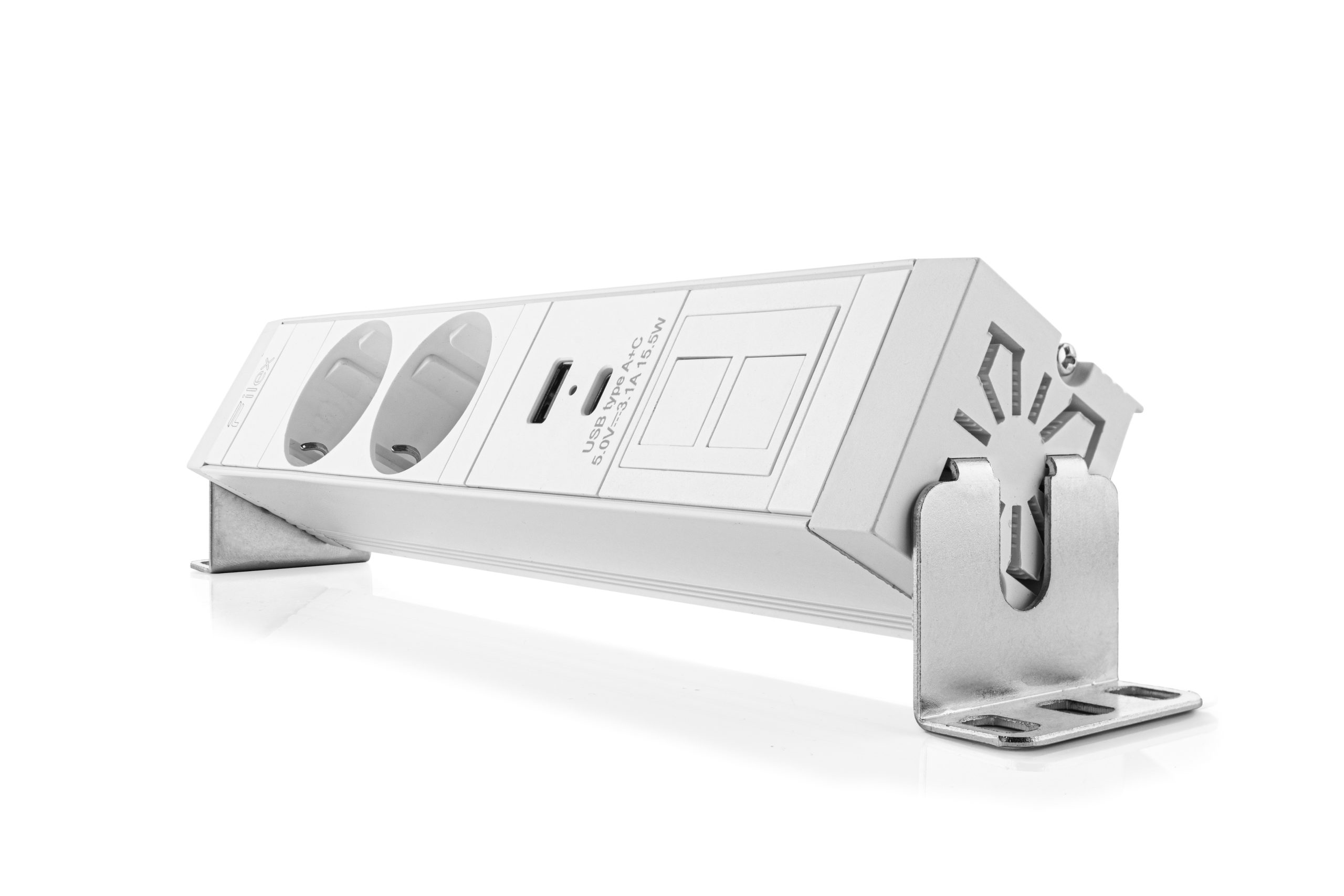 Power Desk Up® 1.0 – 2x 230V, 1x USB A+C Charger, 1 x Keystone – White ...