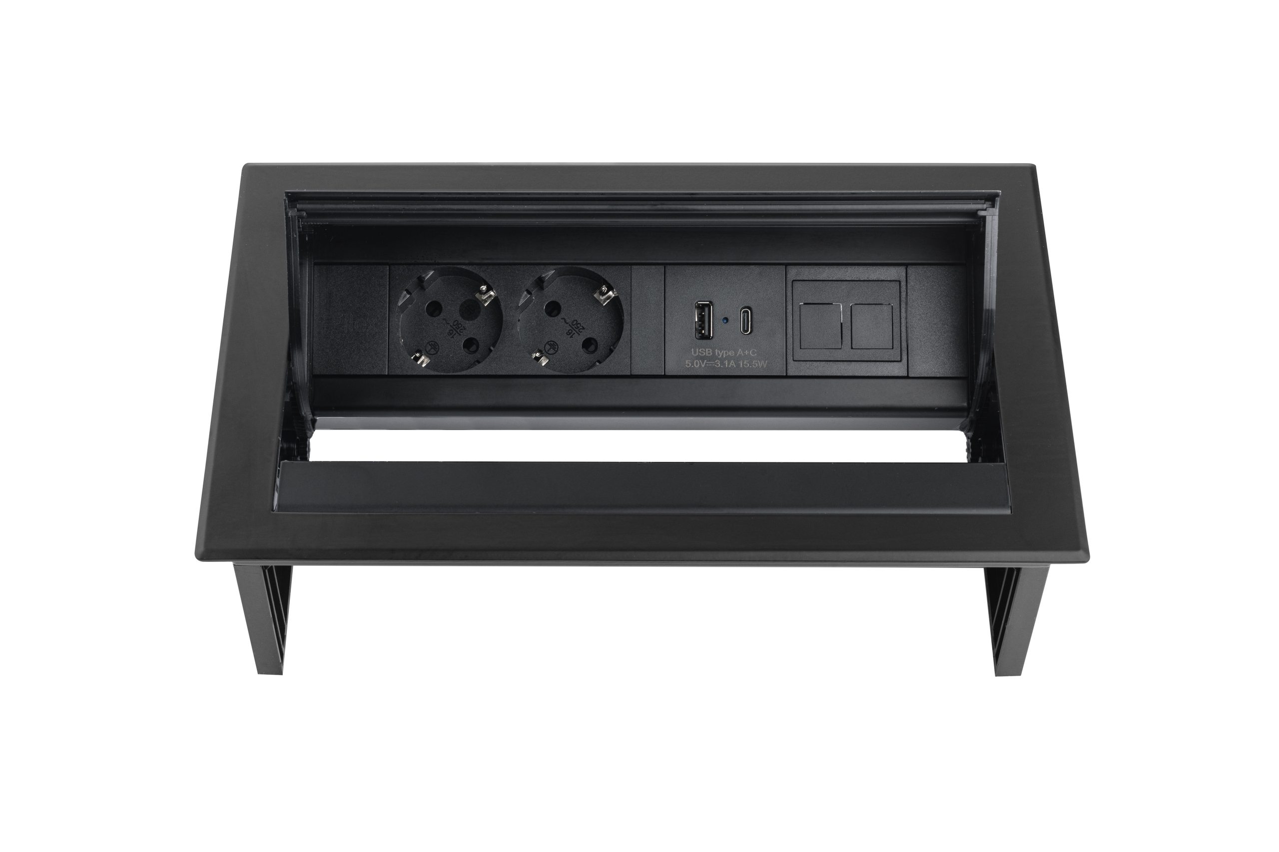 Power Desk In – 2x 230V + 1x USB A+C Charge (5.0V – 3.1A – 15.5W) + 1x ...