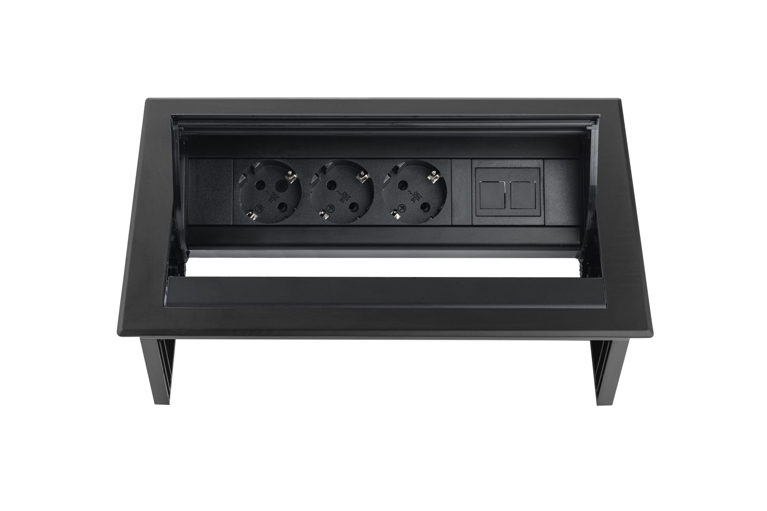 Power Desk In – 3x 230V + 1x Keystone – Filex